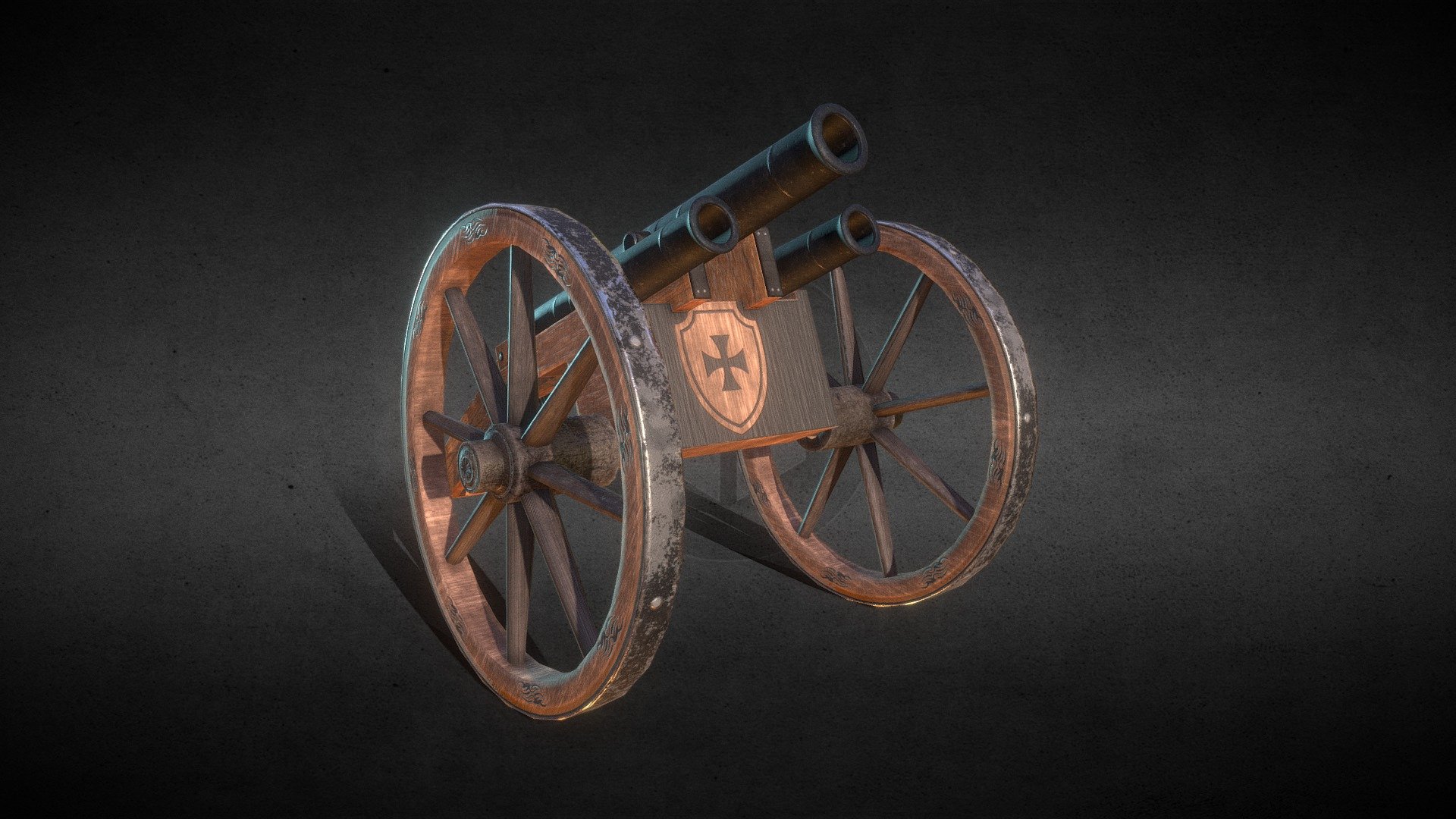 TRIPLE CANNON "SICH" - 3D model by max_ray [1ba0506] - Sketchfab