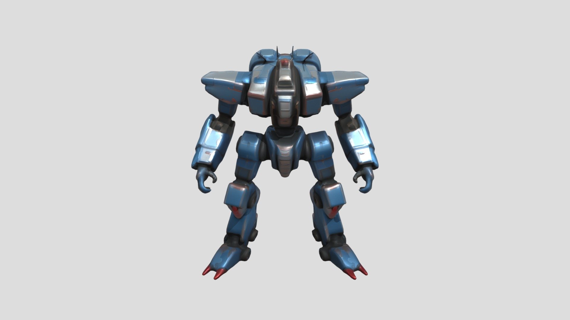 robotic mech with blue armor - 3D model by invokeainew [1bac798 ...