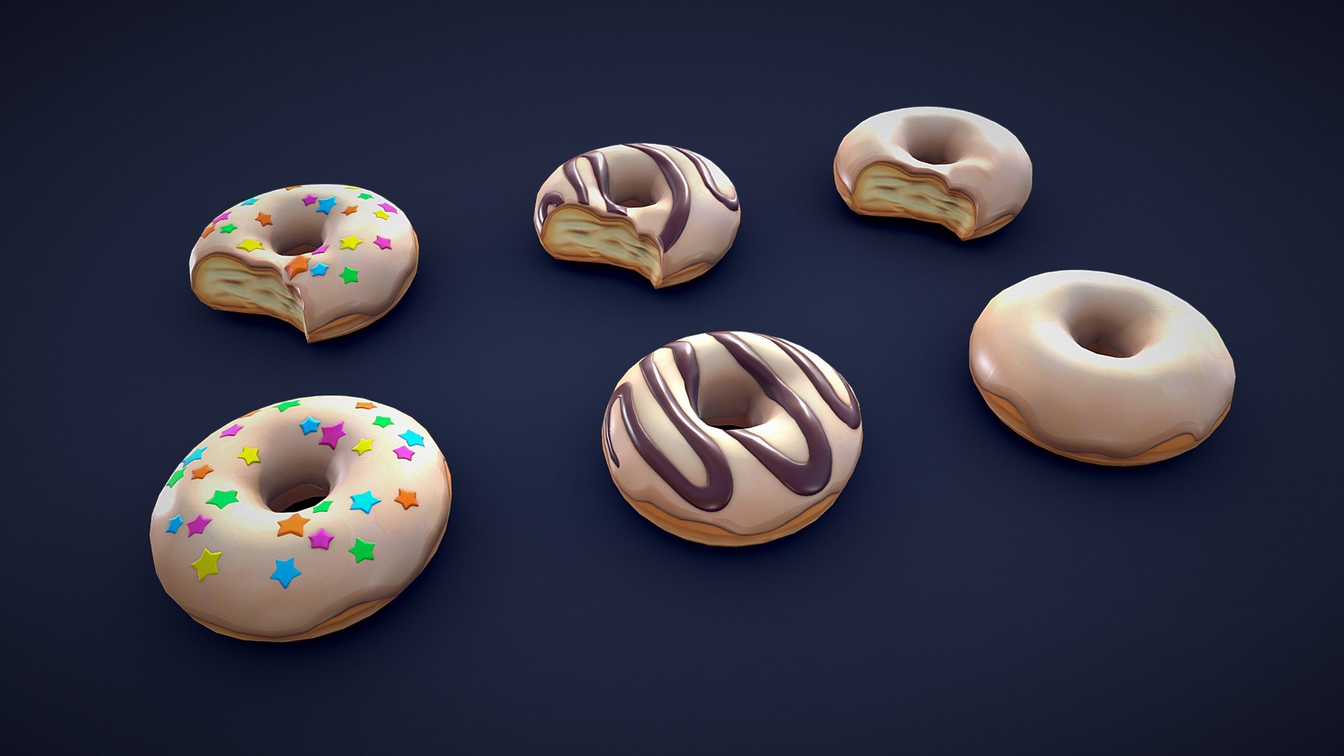Stylized White Donuts - Low Poly - Buy Royalty Free 3D model by LarkArt ...
