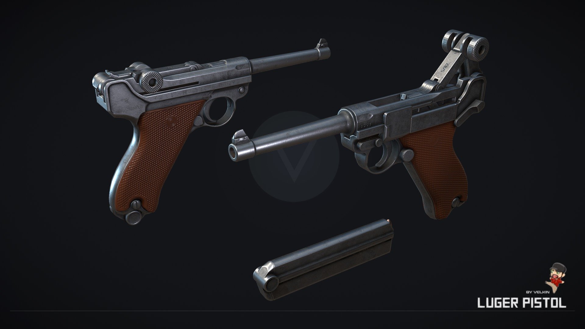 WW2 Luger Pistol - Buy Royalty Free 3D model by Velkin (@g.sukhov) [1bdfcf4] - Sketchfab Store