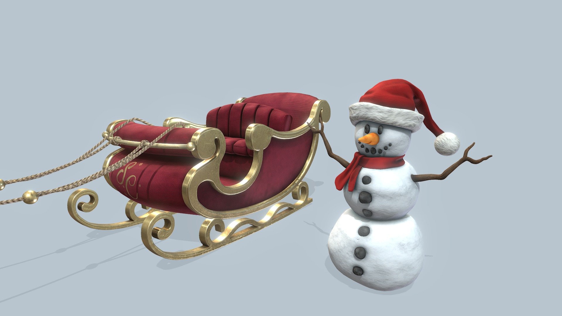 Christmas Models. Sleigh and Snowman - Buy Royalty Free 3D model by ...
