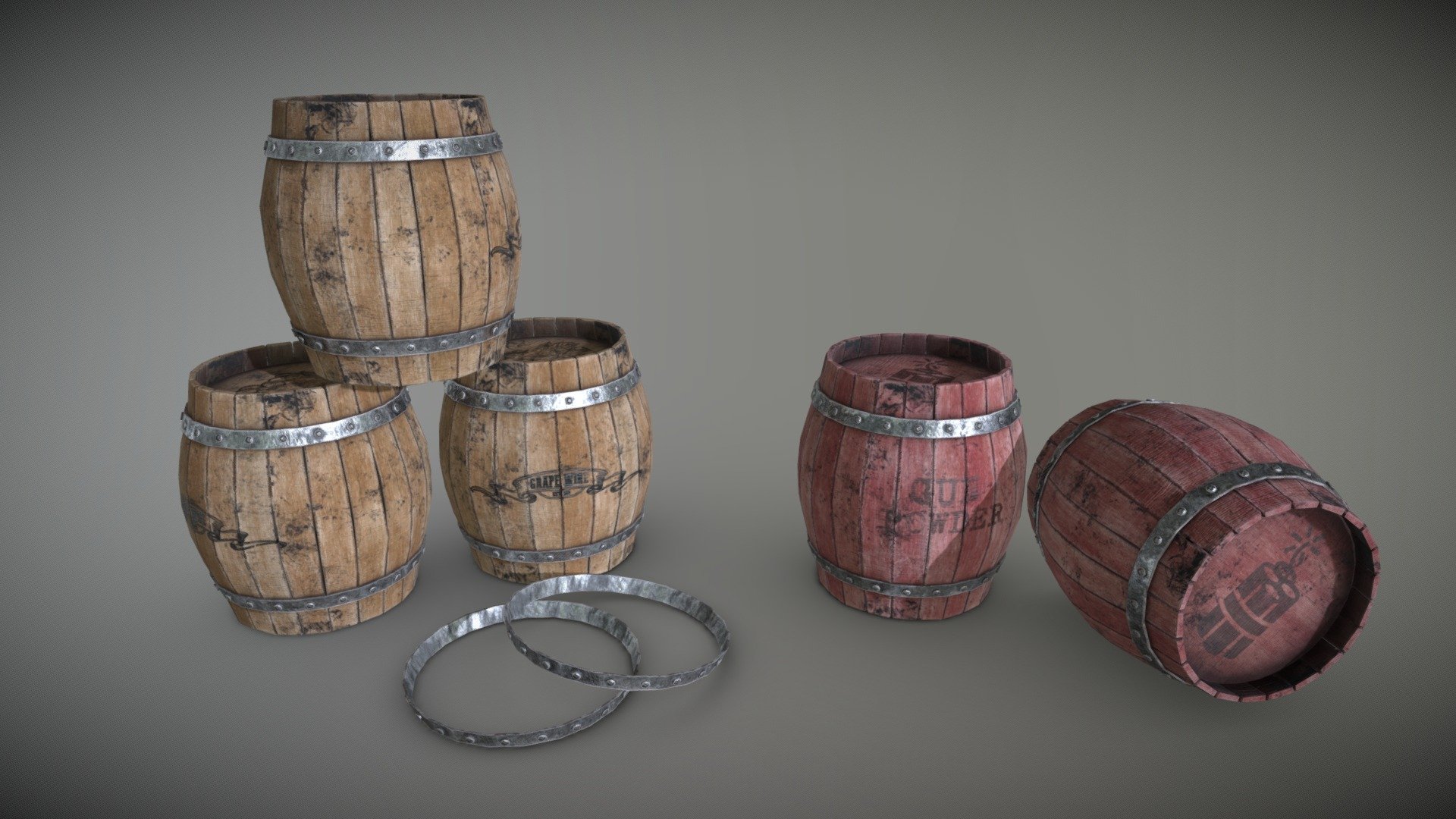 Wooden Barrels of Wine and TNT Gunpowder - Download Free 3D model by ...
