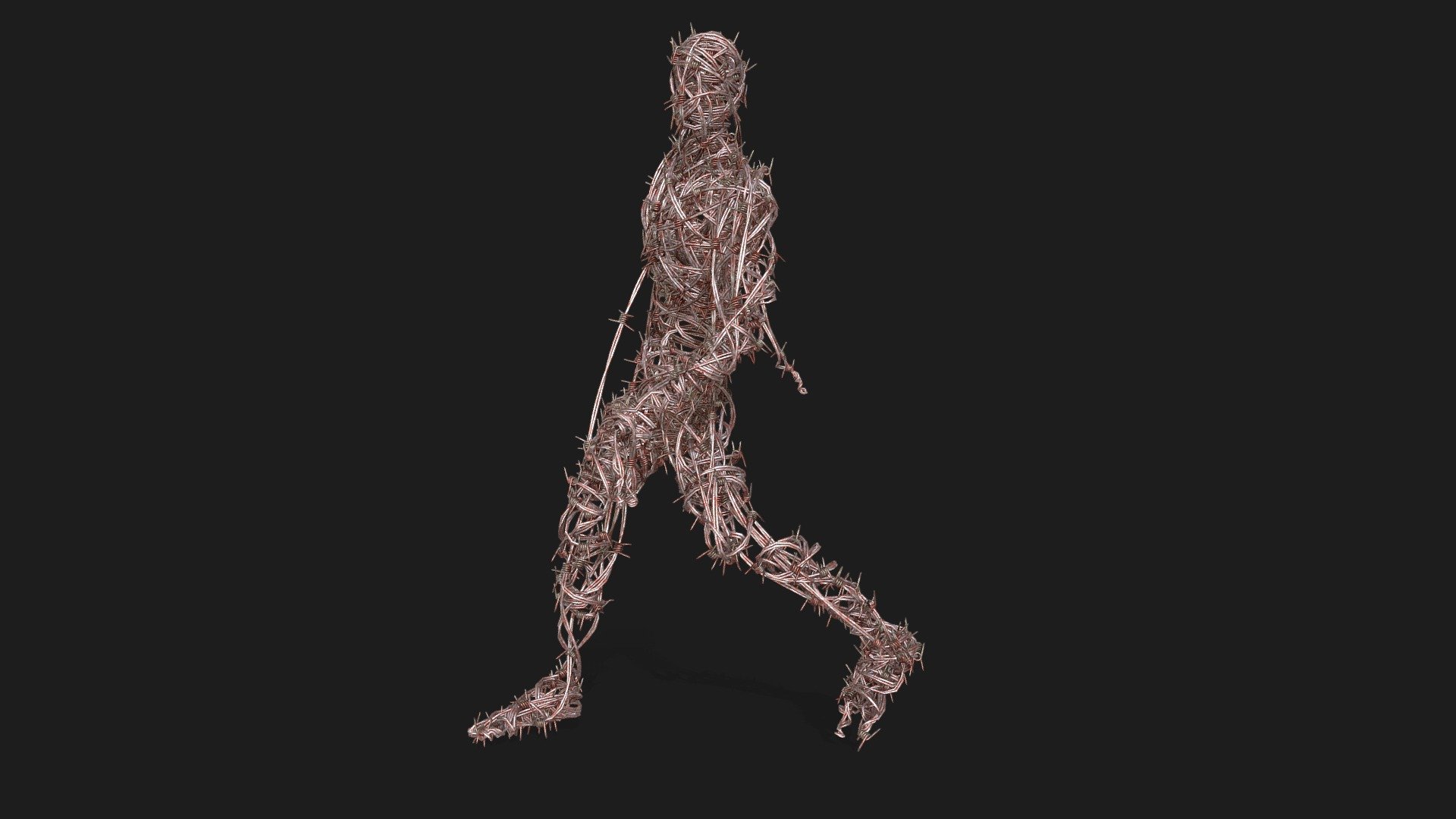 barbed wire man "twisted step pose" - Download Free 3D model by keyni ...