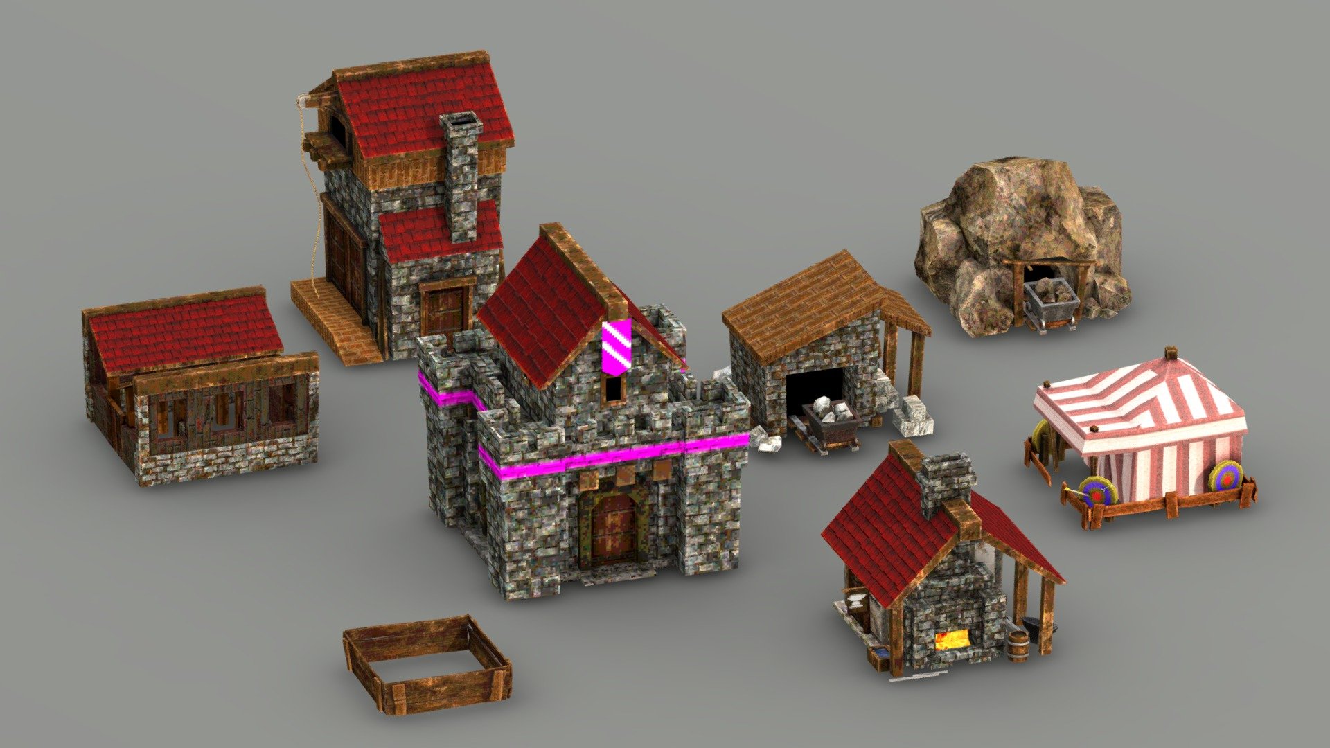 Retro RTS Buildings - 3D model by Nedra [1c35da3] - Sketchfab