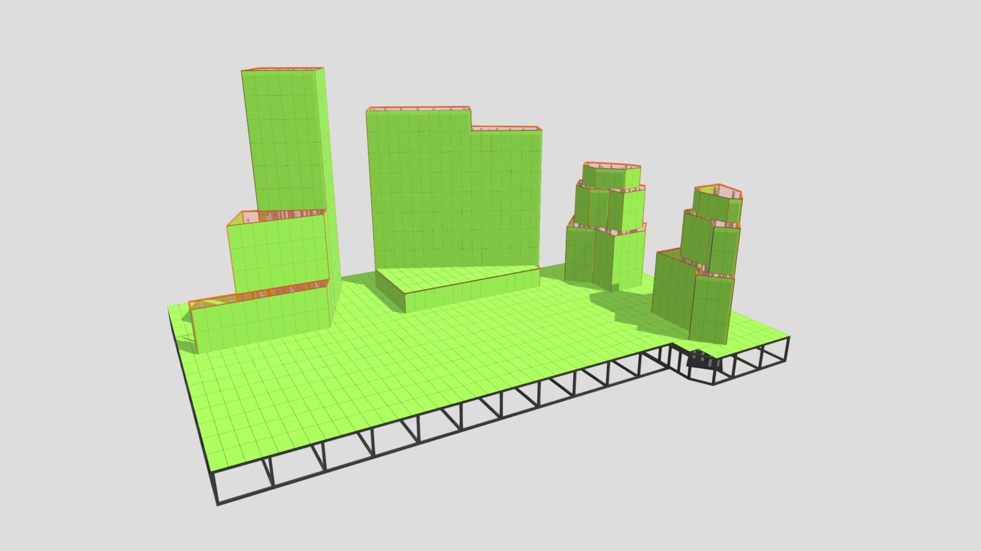 Building Model LED with Frame Structure (Podium) - 3D model by Angela ...