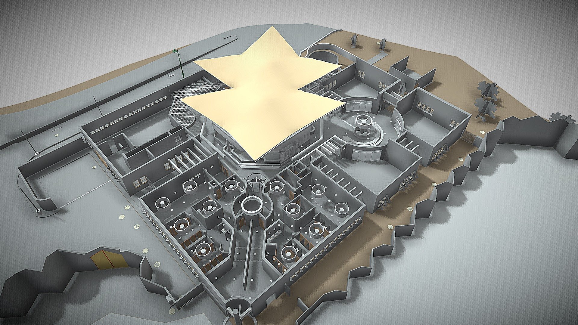 מבנה סולריום עין בוקק בלי גג - 3D model by Nir Arad Erez Medidot ltd ...