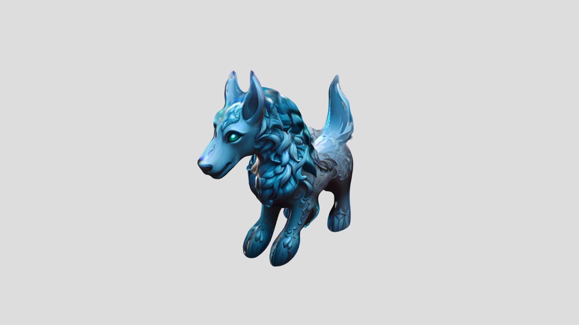 Blue Dog Statue A blue dog statue with a curl - Download Free 3D model ...