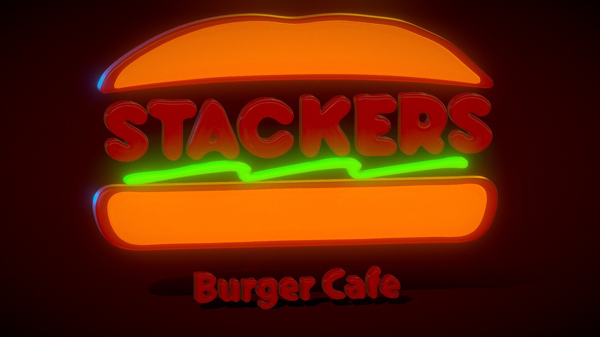 Stackers burger cafe logo - Buy Royalty Free 3D model by Gabriel Diego ...
