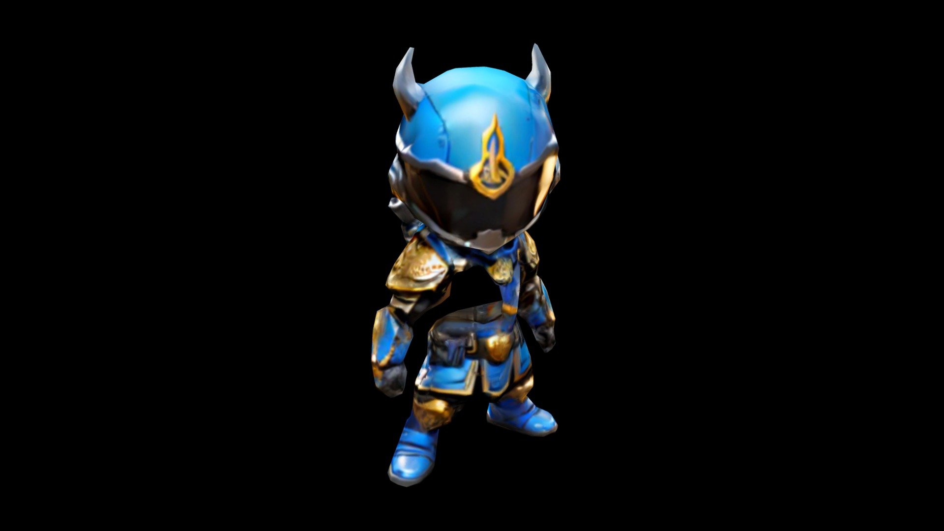 A 3D render of a blue and gold armor suit with h - Download Free 3D ...
