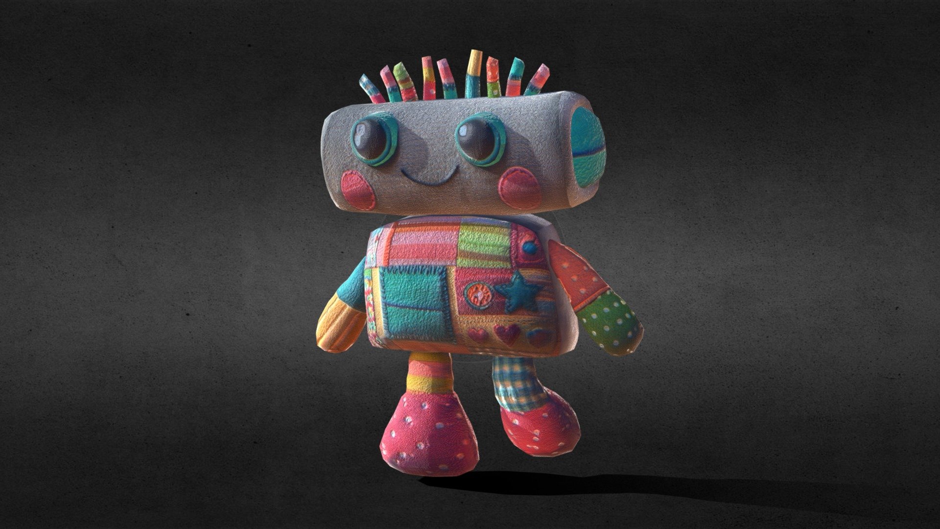 Cute fabric robot, lowpoly, game-ready - Buy Royalty Free 3D model by ...