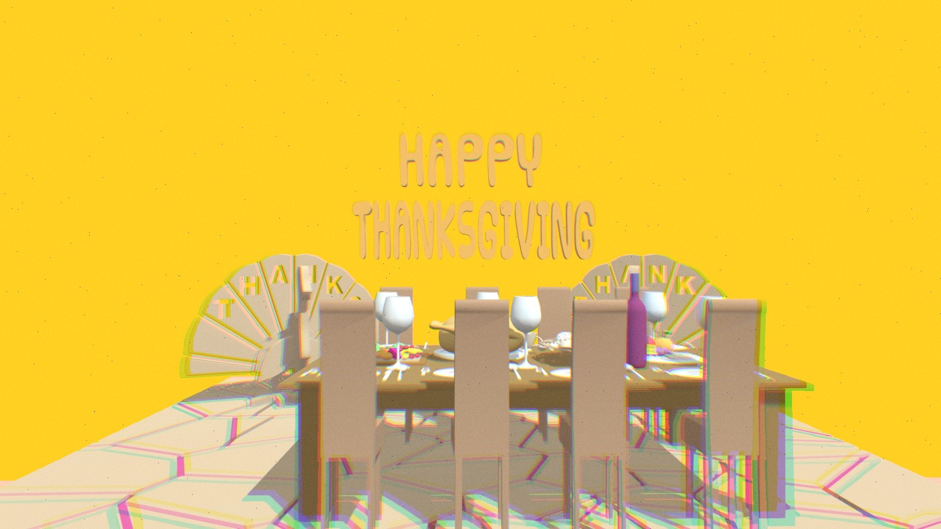 Thanksgiving Dinner Table - Download Free 3D model by ...