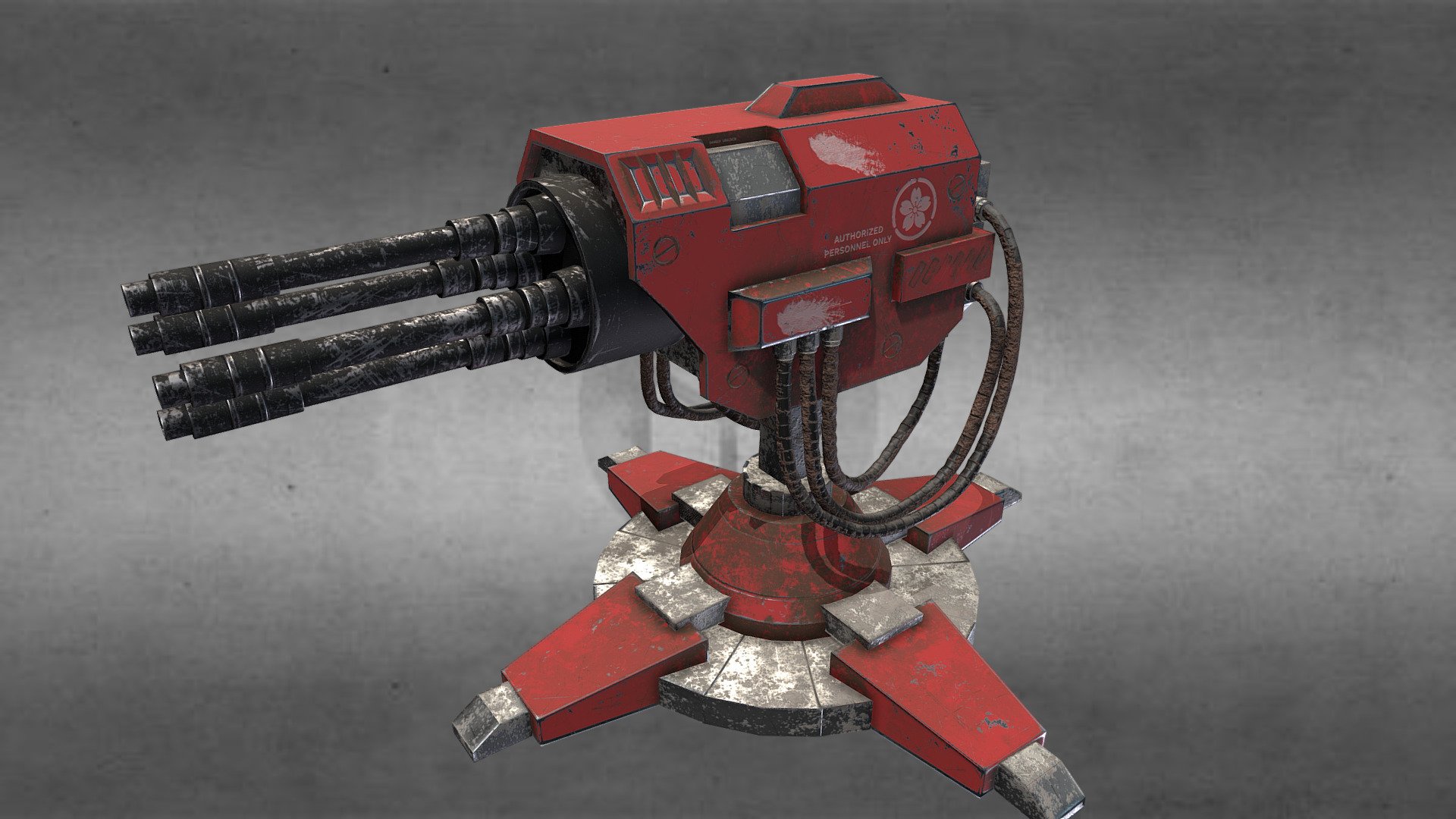 Multi-barreled turret - 3D model by PlushNinja [1cb7e1d] - Sketchfab