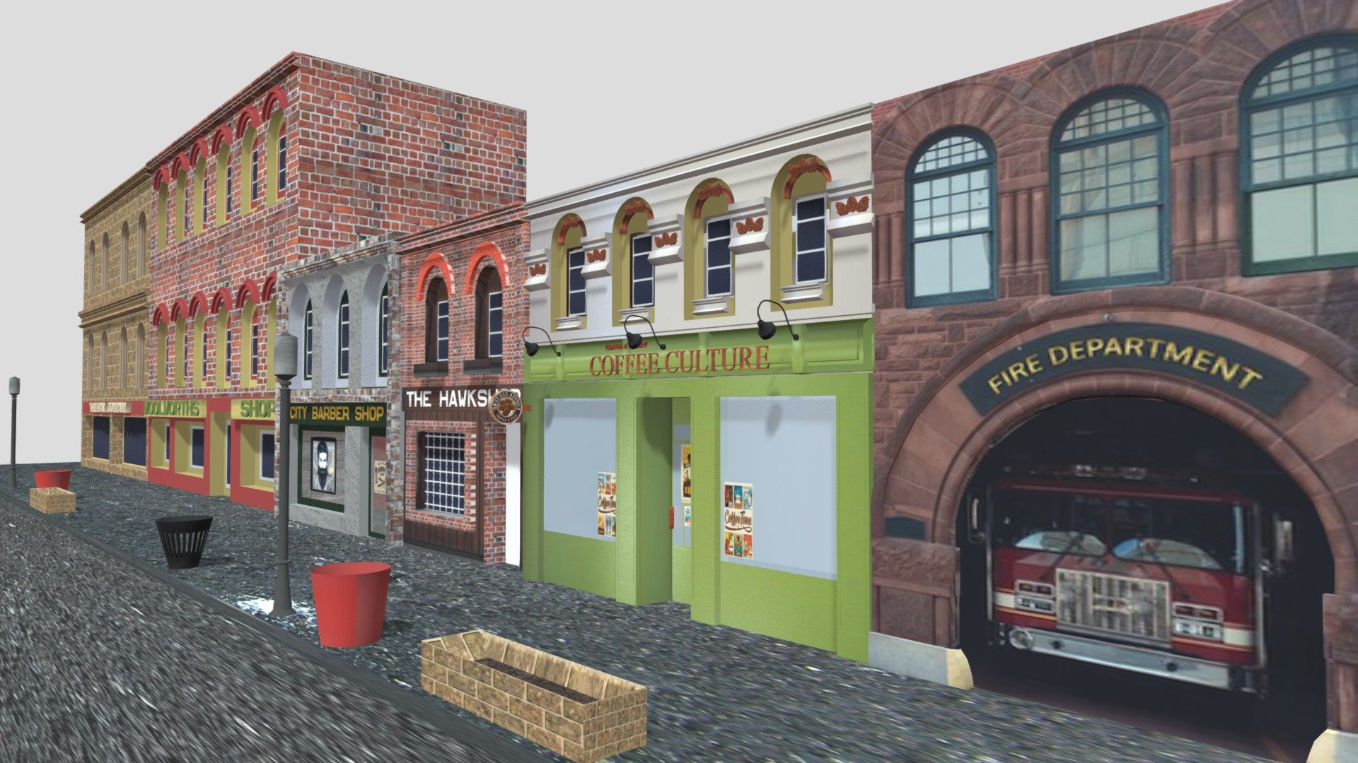 Street Scene - Download Free 3D model by gogiart (@agt14032013) [1cba17d] - Sketchfab