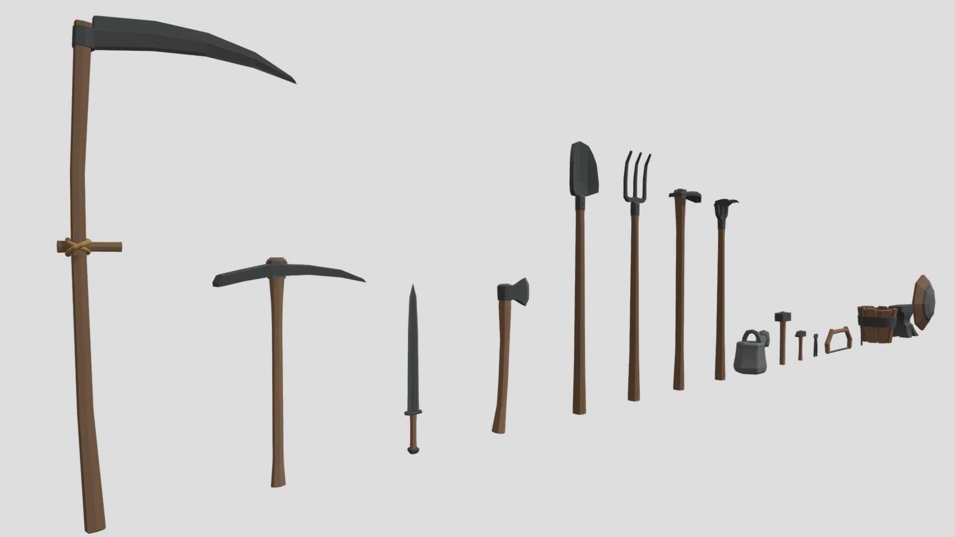 Lowpoly village tools set - Download Free 3D model by slmgr (@slimgr ...