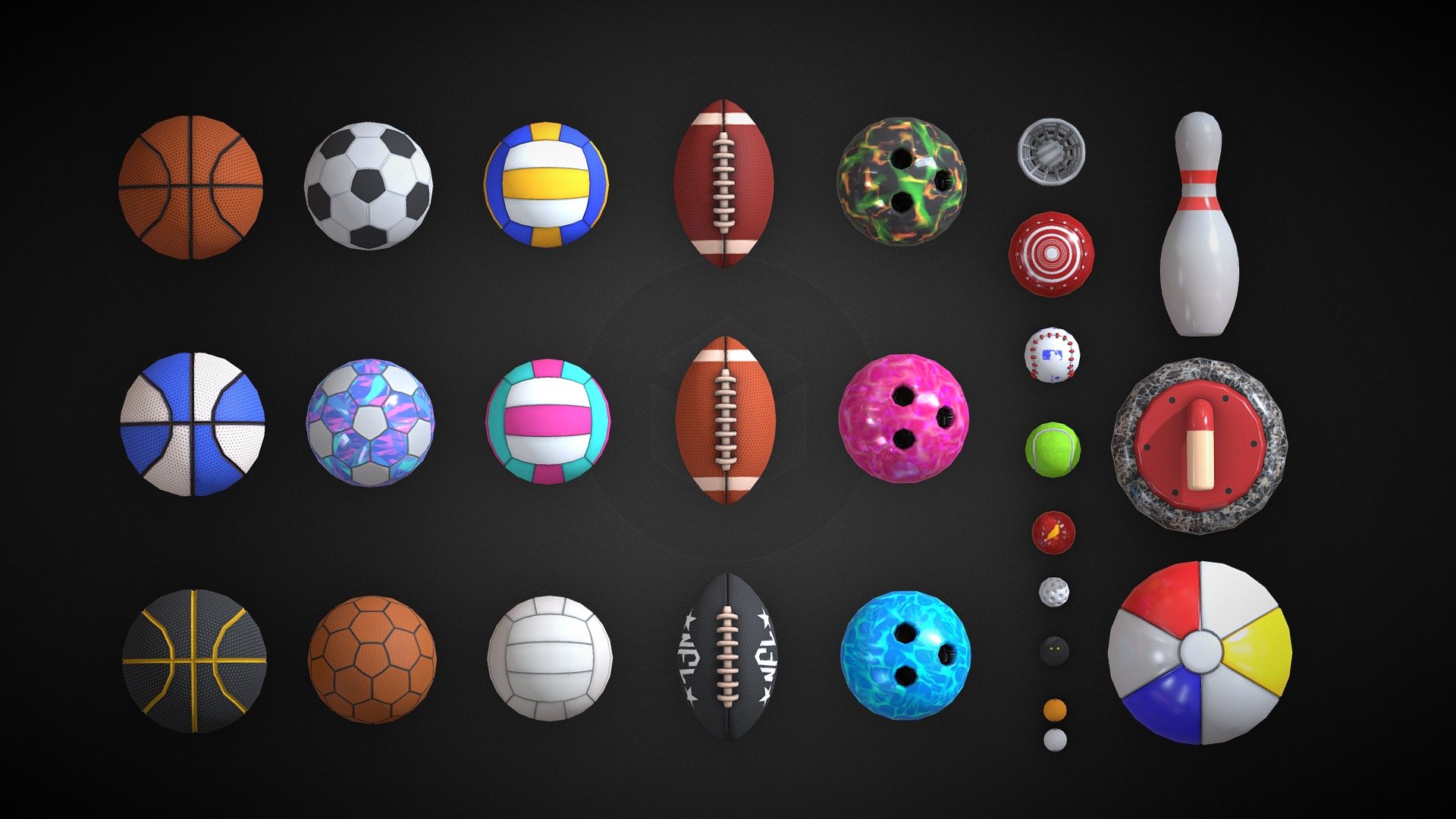 Lowpoly Ball Set - Lowpoly Sport Pack - Buy Royalty Free 3D model by ...