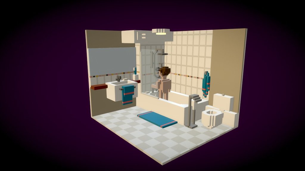 Bathroom (voxel) - 3D model by s00z [1cd6c03] - Sketchfab