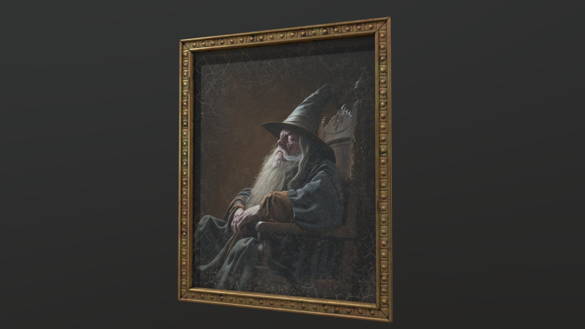 Old Portrait Painting of Wizard - Buy Royalty Free 3D model by Anskar ...