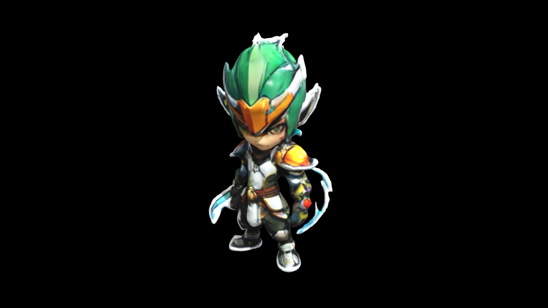 Fighter character poster with a green and white - Download Free 3D ...