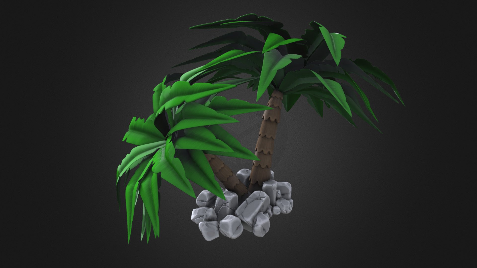 Stylized Palm Tree And Rocks - Buy Royalty Free 3D model by Jon Marsee ...