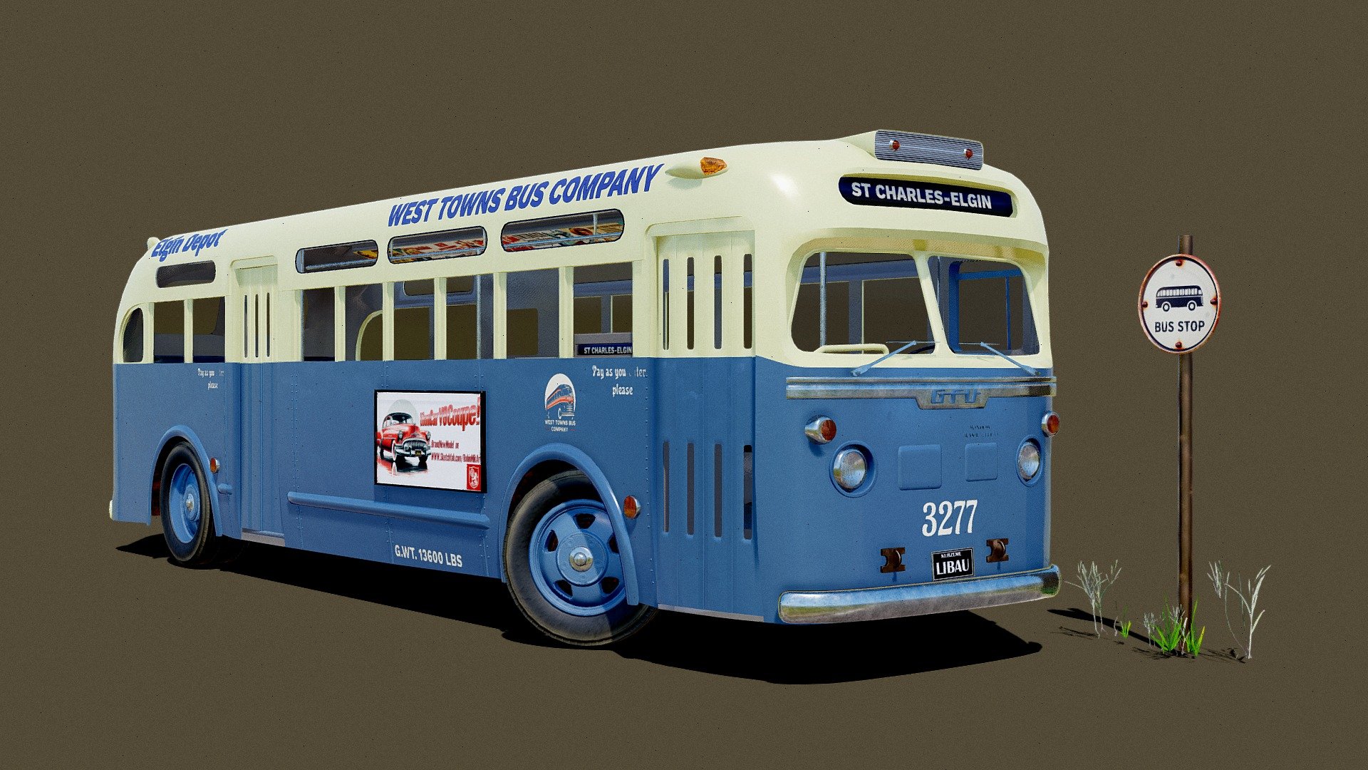 1950s American Bus (Based on GMC) - Buy Royalty Free 3D model by Libau ...