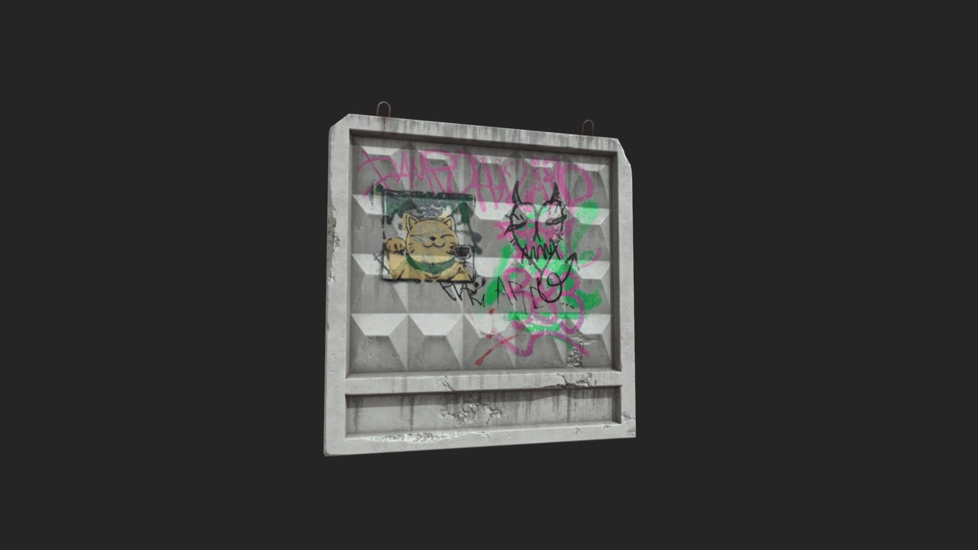 concrete fence with graffiti - Download Free 3D model by Tanya Grimm ...