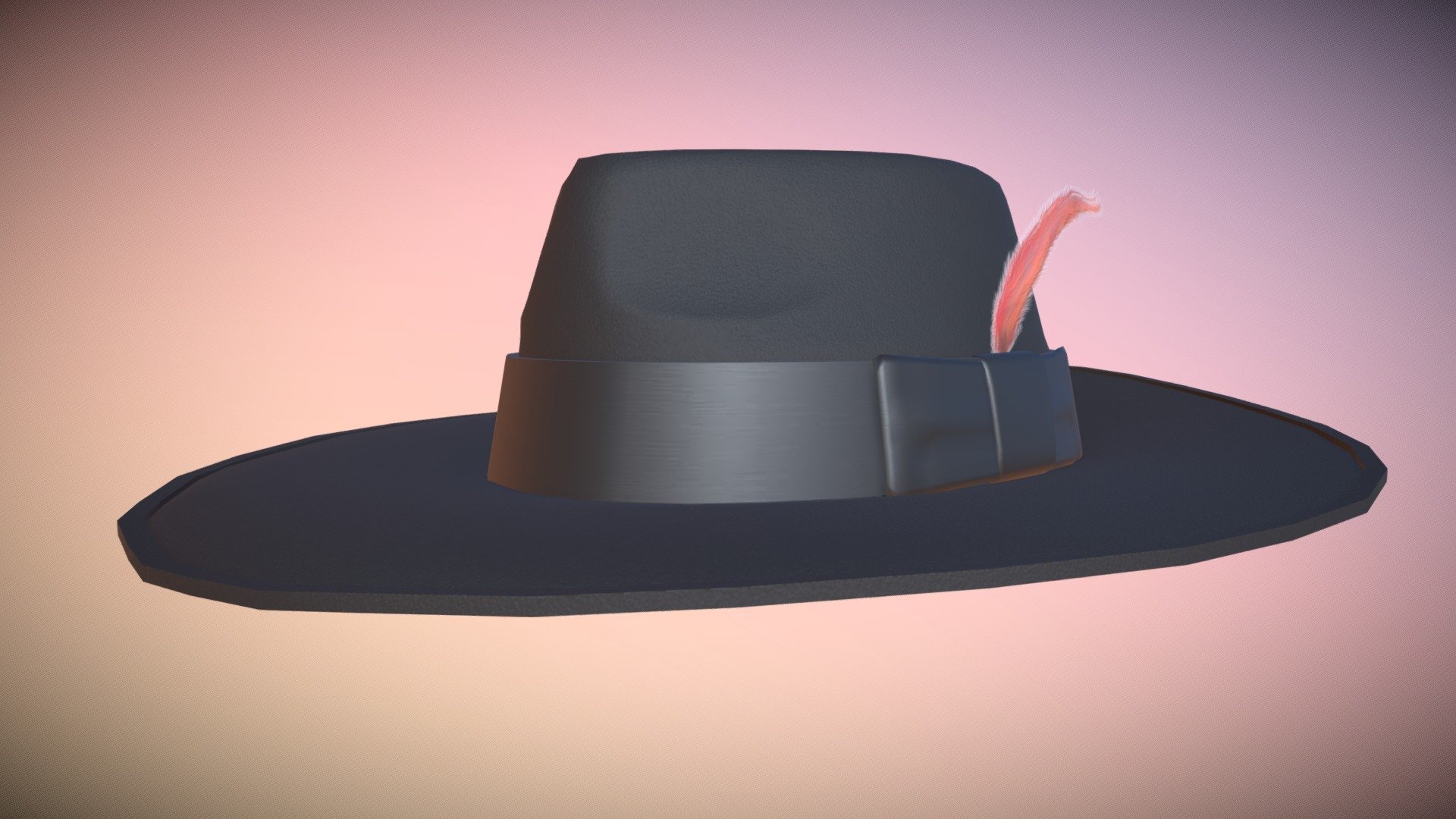 Wide Brim Fedora with Feather - 3D model by Antonio Sagistiano ...