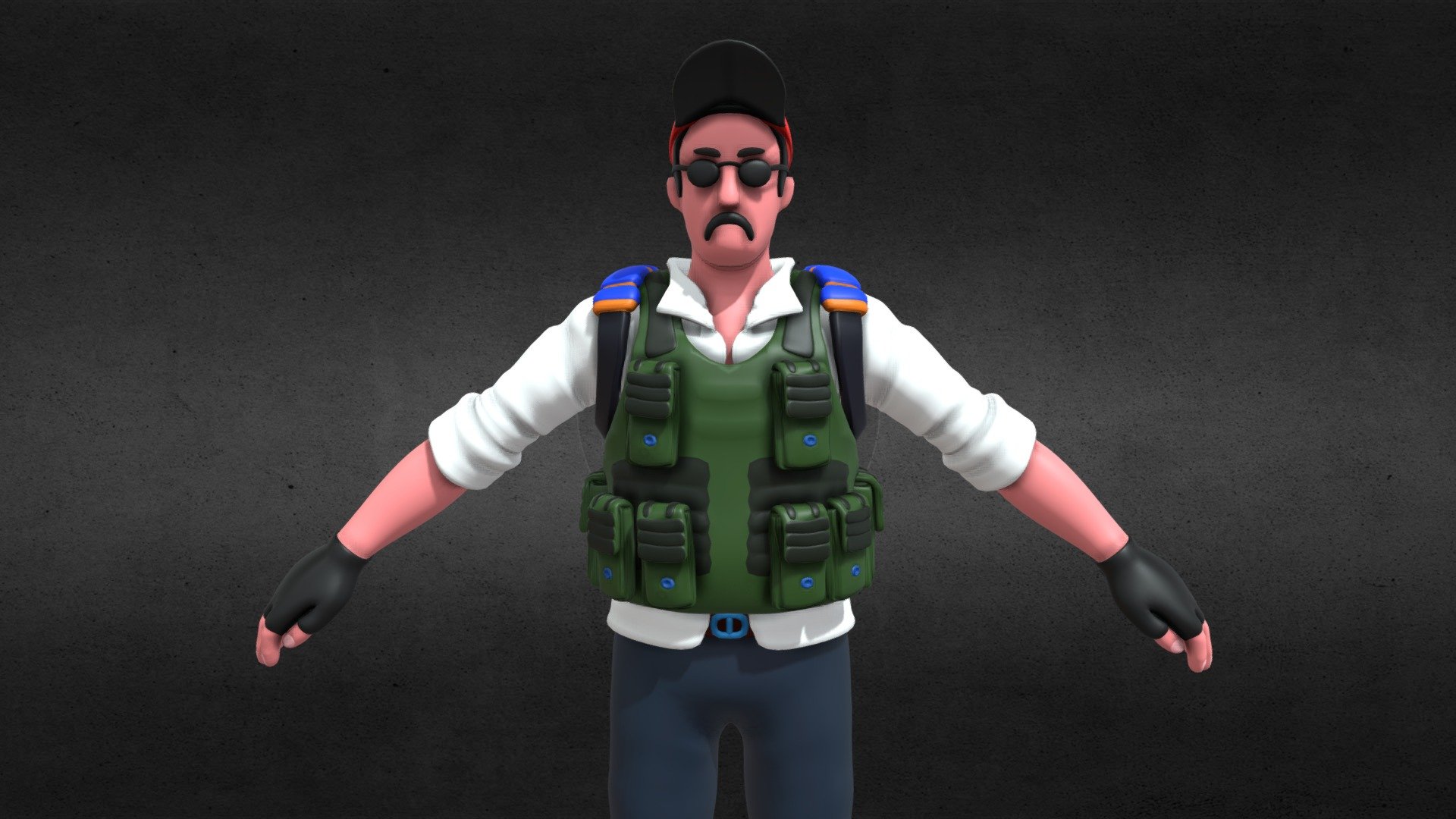USA prepper character (hi-poly, cartoon style) - Buy Royalty Free 3D ...