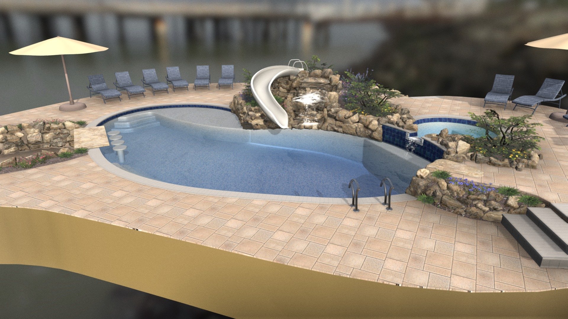 Dream Pool: Resort - 3D model by POOLCORP [1d324e7] - Sketchfab