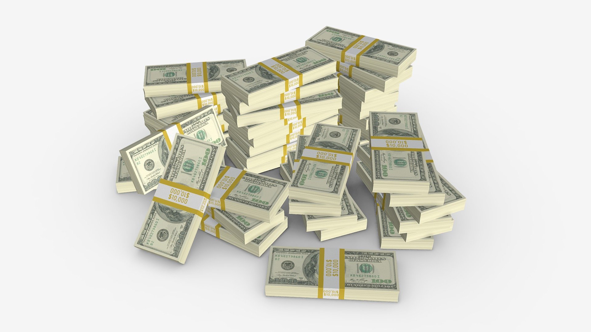 American dollar bundles large set - Buy Royalty Free 3D model by ...