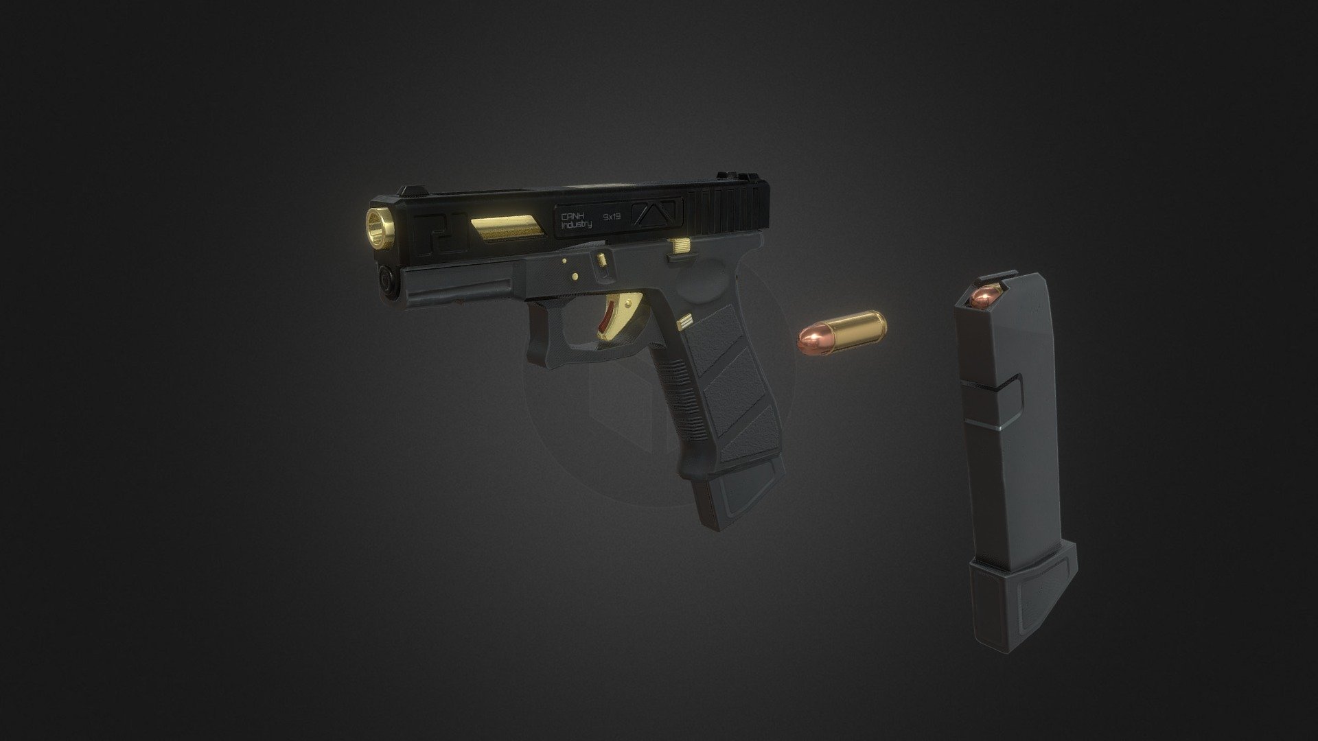 Pistol 9mm - 3D model by Huynh Cyan (@CanhCyan) [1d6d5be] - Sketchfab