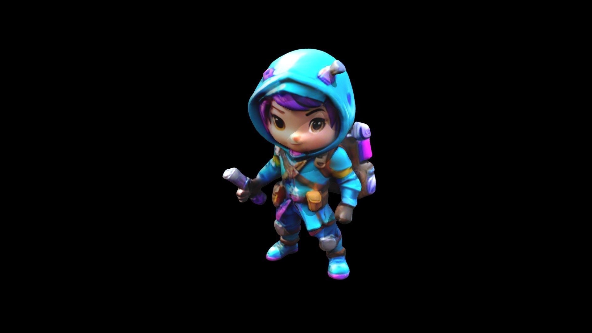 Anime game character Female character with purpl - Download Free 3D ...