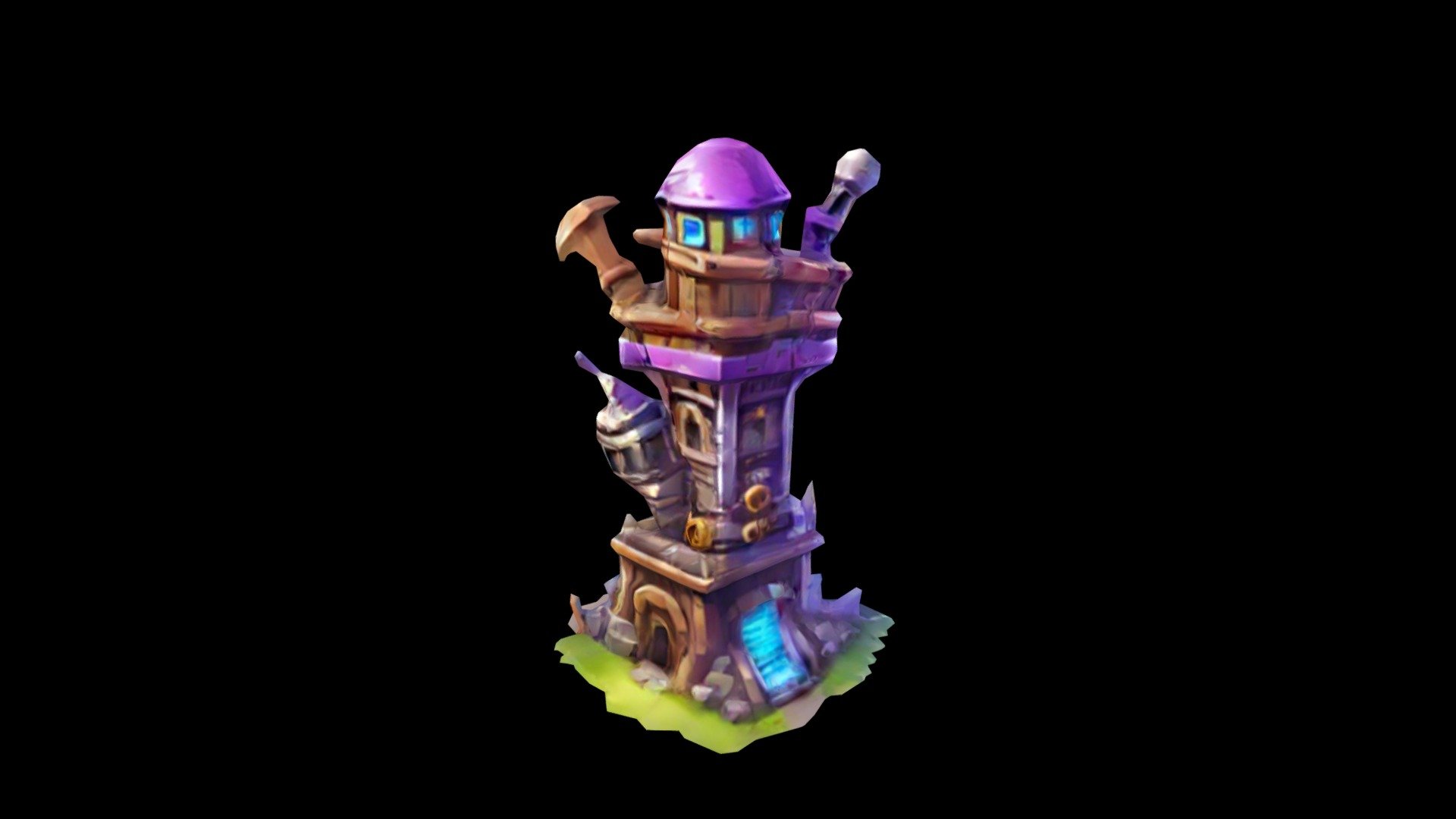 A cartoon depiction of a magical, tower-like bui - Download Free 3D ...