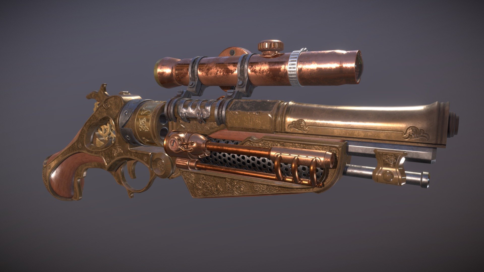 Steampunk Gun - 3D model by Balance studio (@HHennadii) [1da3dfb ...