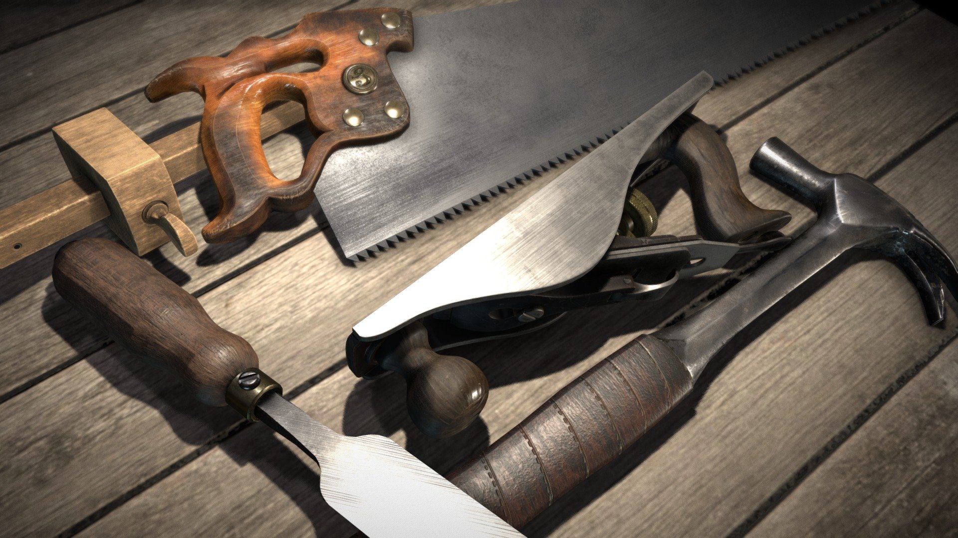 Carpentry Hand Tools - 3D model by Logan McGuire (@LoganMac) [1dacf89 ...