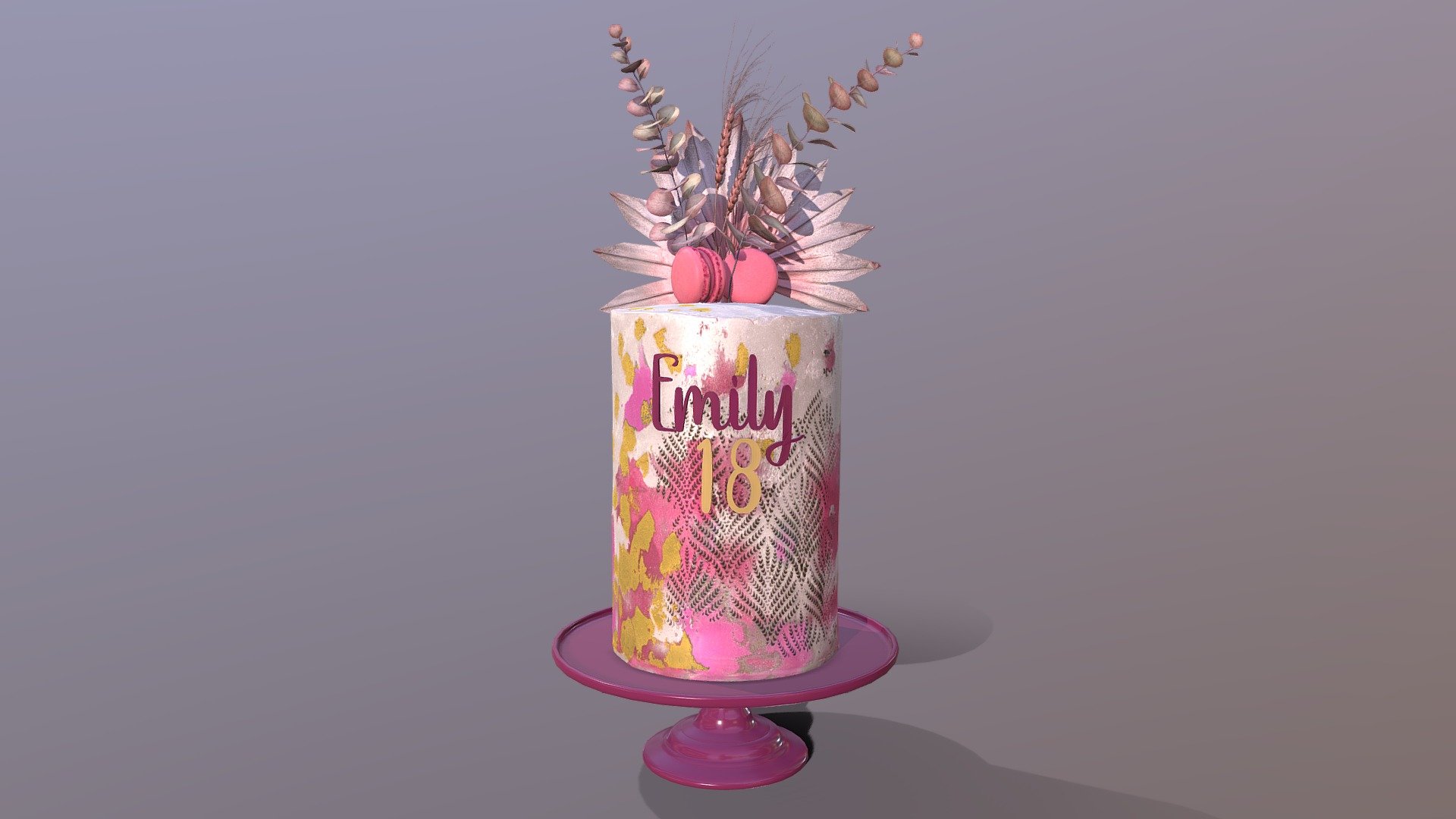 Personalised Luxury Golden Pink Buttercream Cake - Buy Royalty Free 3D ...