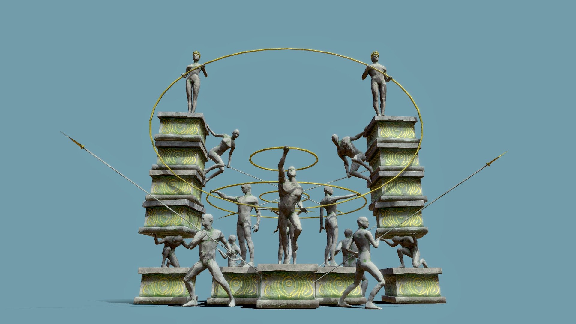 Preview Colosal Human Statue City Ornament Game - 3D model by ferofluid ...