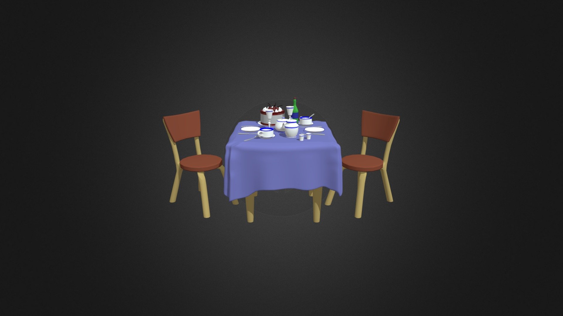 Dinner table - Download Free 3D model by Prokopenko Dmytro ...