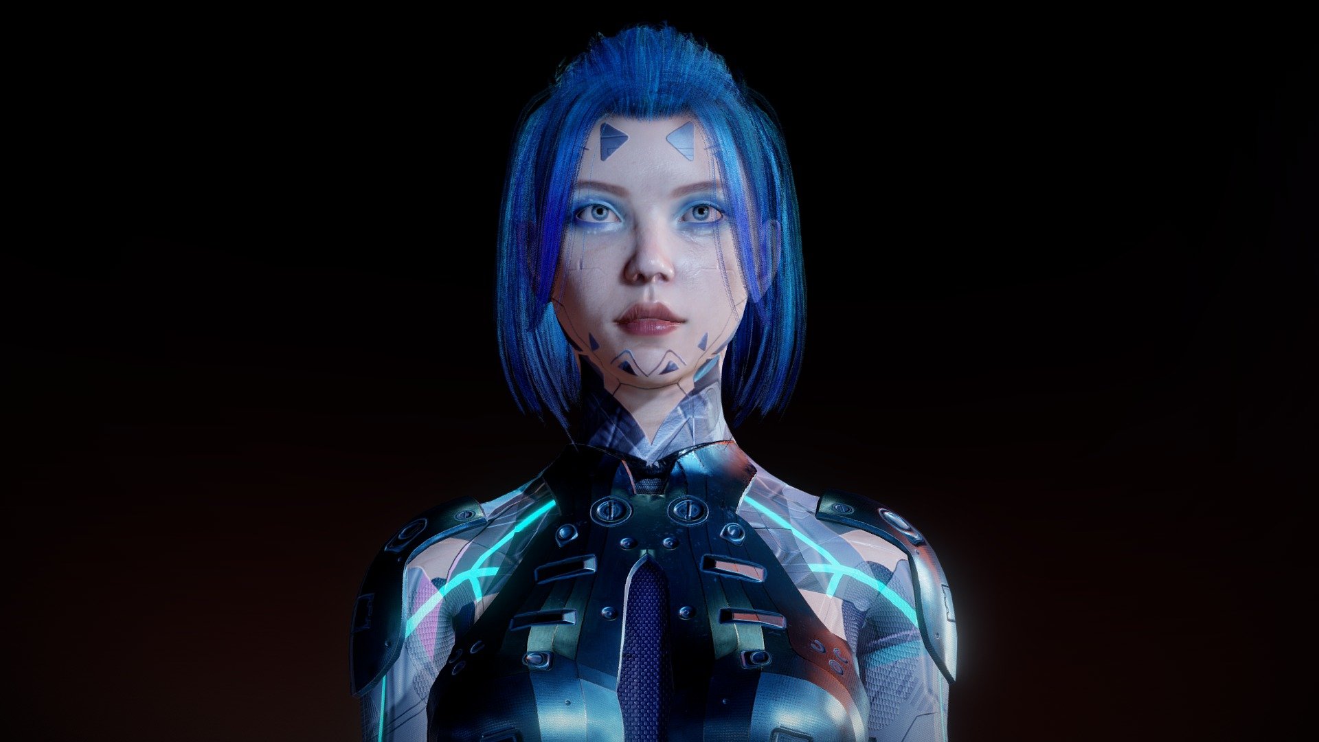 Character Cyber Woman Blue By Oscar Creativo - Buy Royalty Free 3D ...