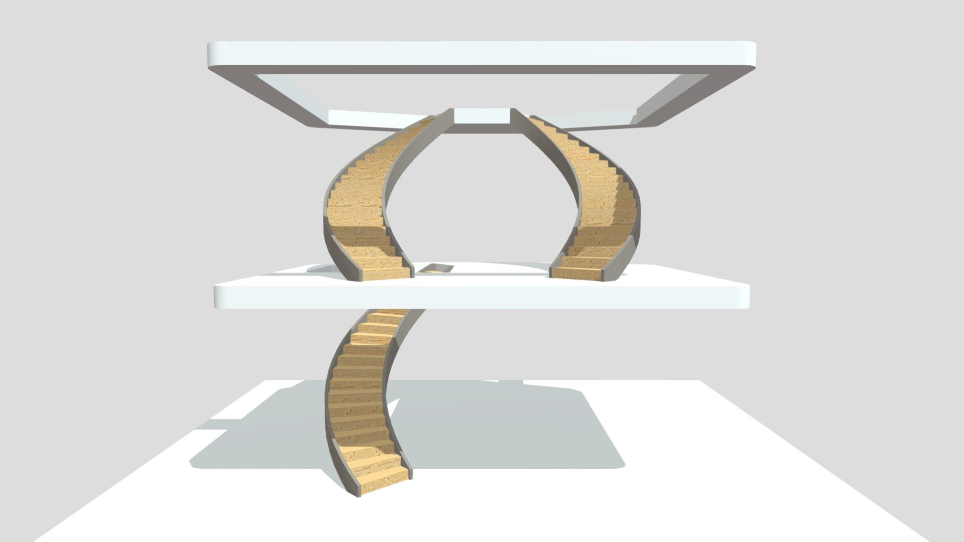 Curved Housed Paint Grade Stringer Ply Treads - Download Free 3D model ...