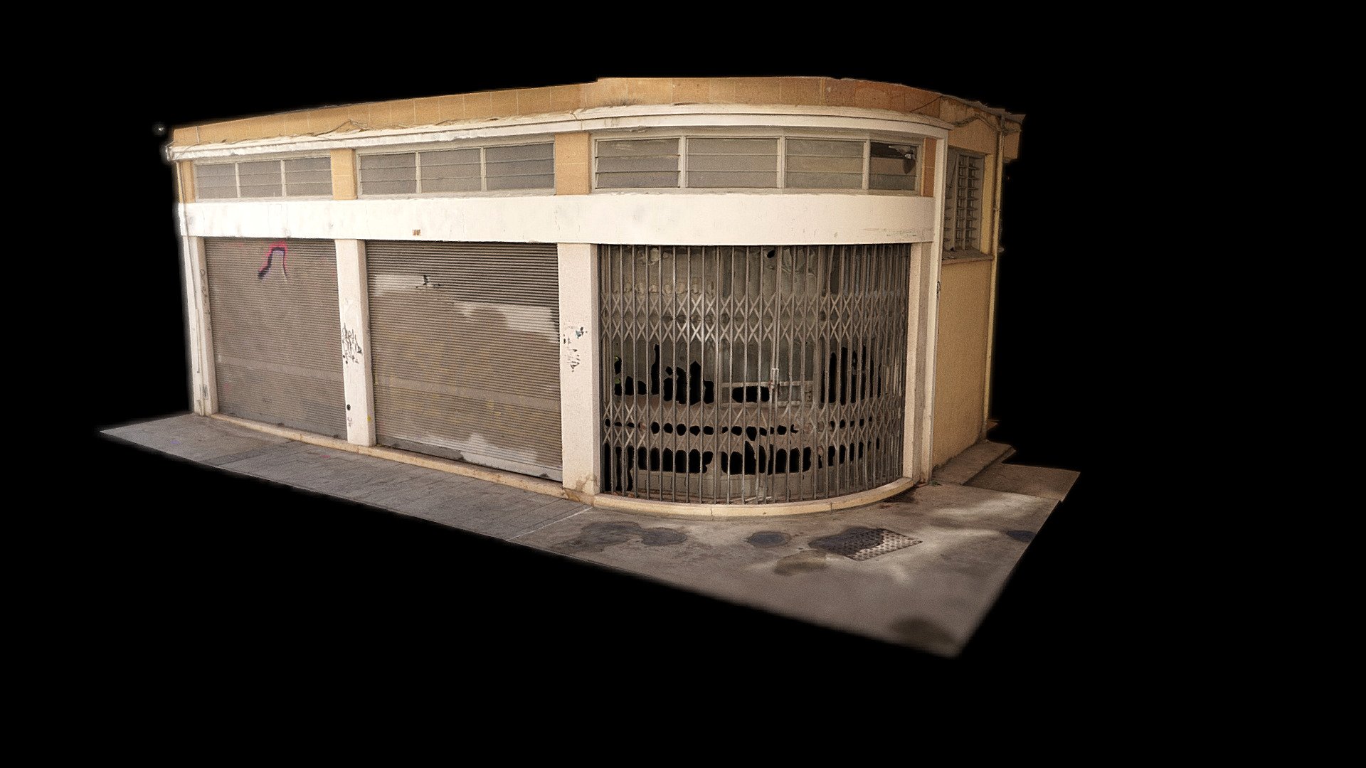 Curved Facade of a storefront with Iron Shutters - 3D model by inicosia ...