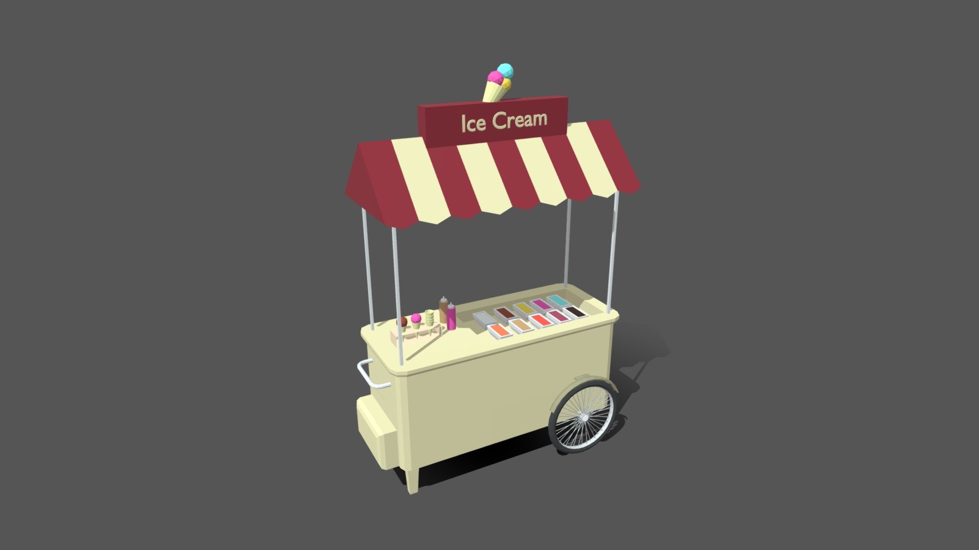 Low Poly Cartoon Ice Cream Cart - Buy Royalty Free 3D model by chroma3d ...