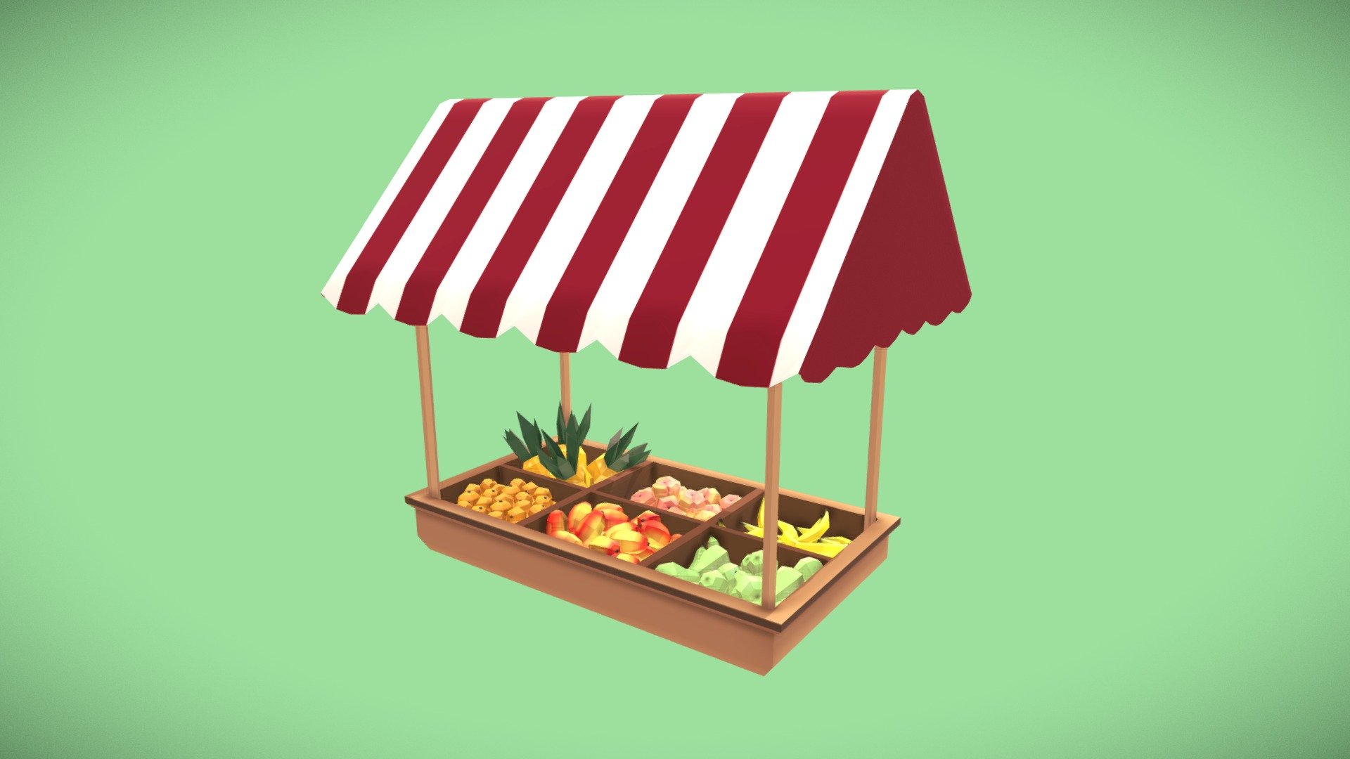fruit stand - 3D model by samsamvaldez [1e4b551] - Sketchfab