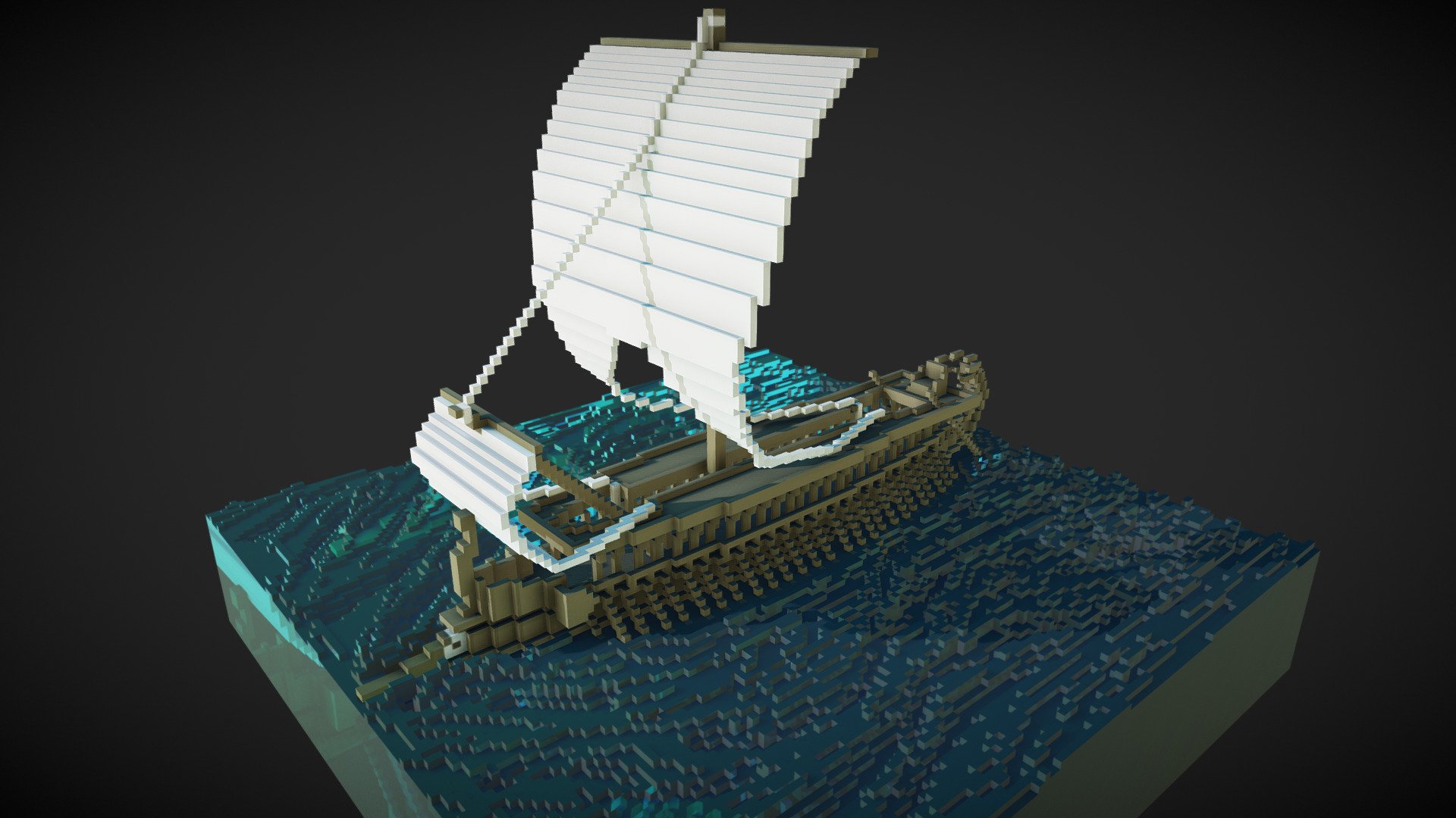 Voxel Trireme - 3D model by Kyan0s [1e52d05] - Sketchfab