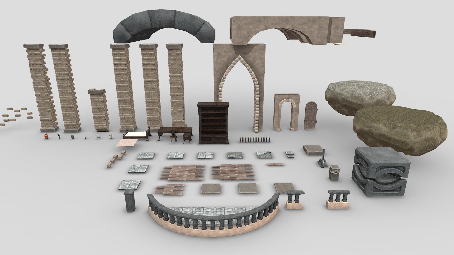 Ruined Castle Assets - 3D model by Morganicism [1e58f06] - Sketchfab
