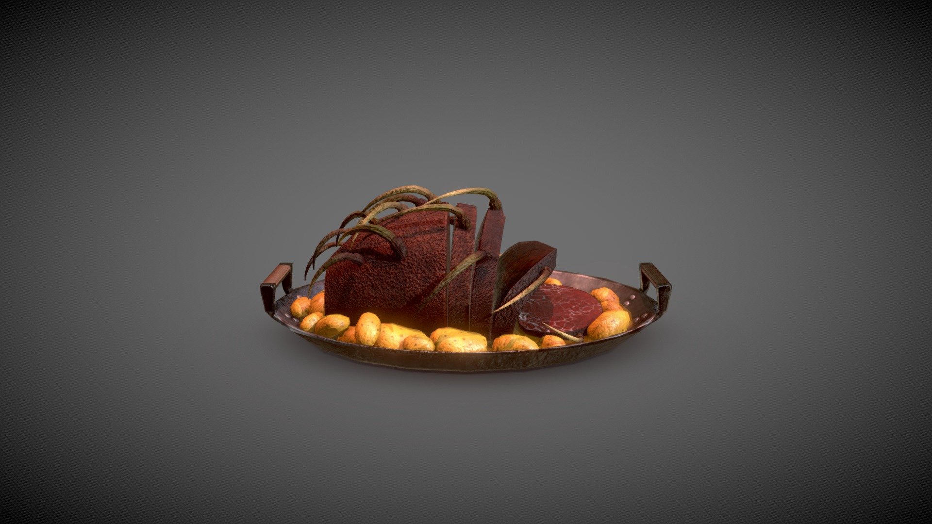 Cooked meat and potatoes - 3D model by JeanCitores [1e6b2c9] - Sketchfab