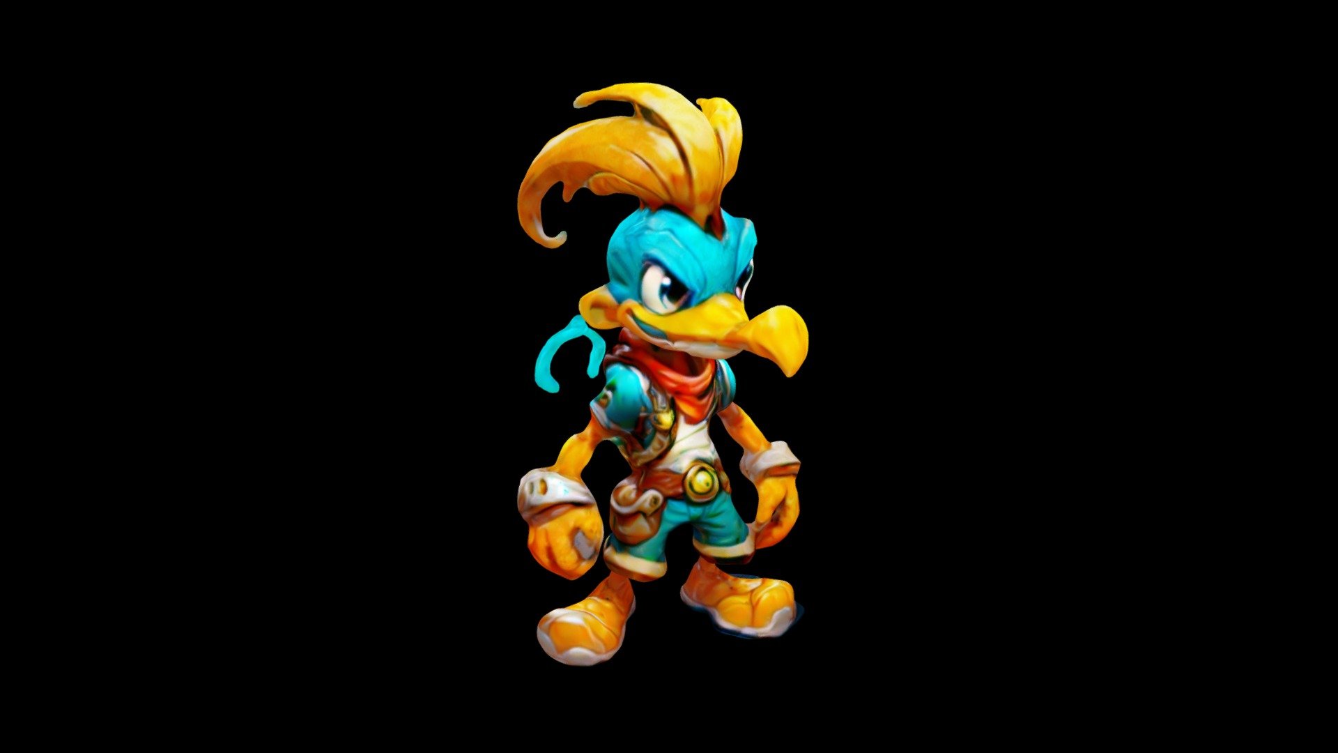 a blue and yellow bird character with a mohawk h - Download Free 3D ...