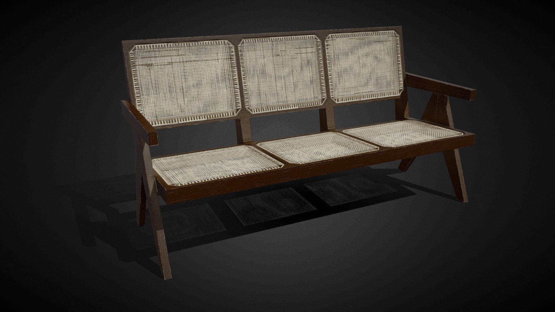 Pierre Jeanneret 3-Seater Chair - Download Free 3D model by Prix ...