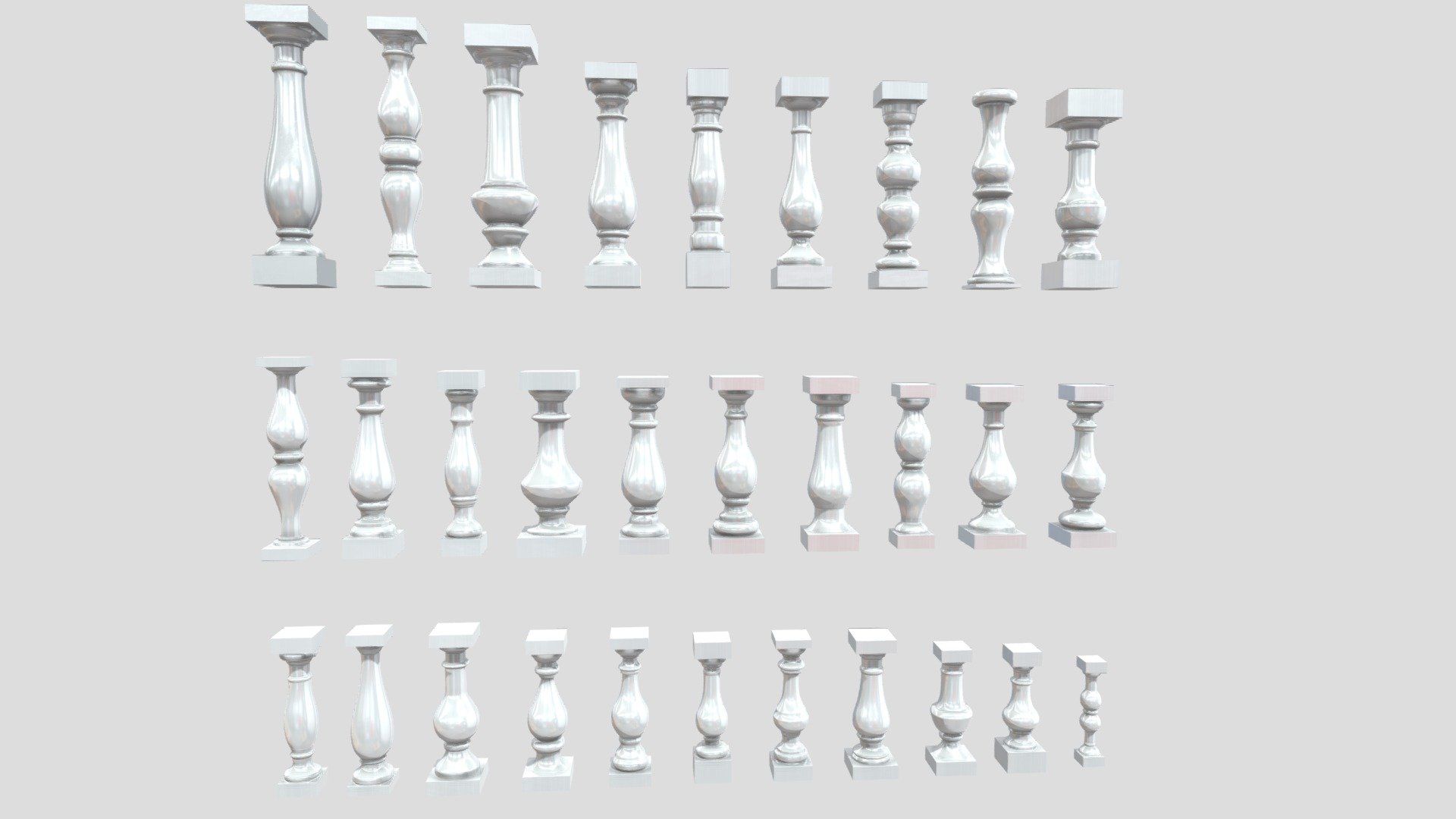 Set of classic simple balusters - Download Free 3D model by b0ho ...