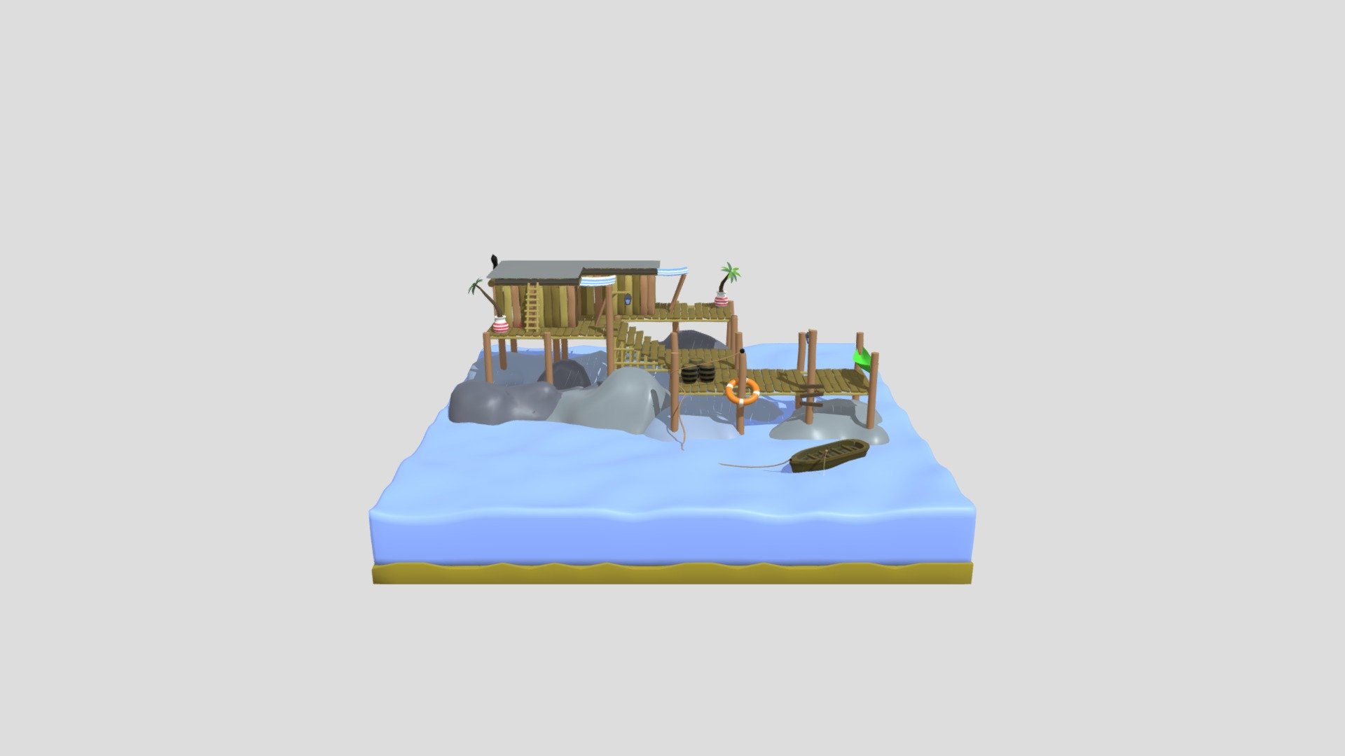 Private Beach Shack (Blender 2.8) - Download Free 3D model by zayd ...