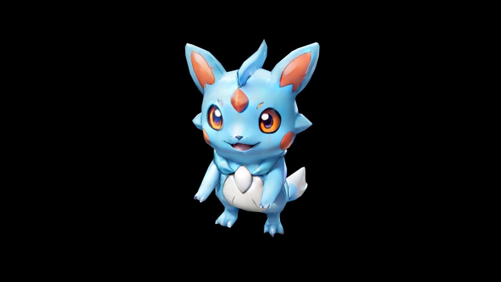 "Cheerful Cartoon Blue Mammal with Playful Gestu - Download Free 3D ...